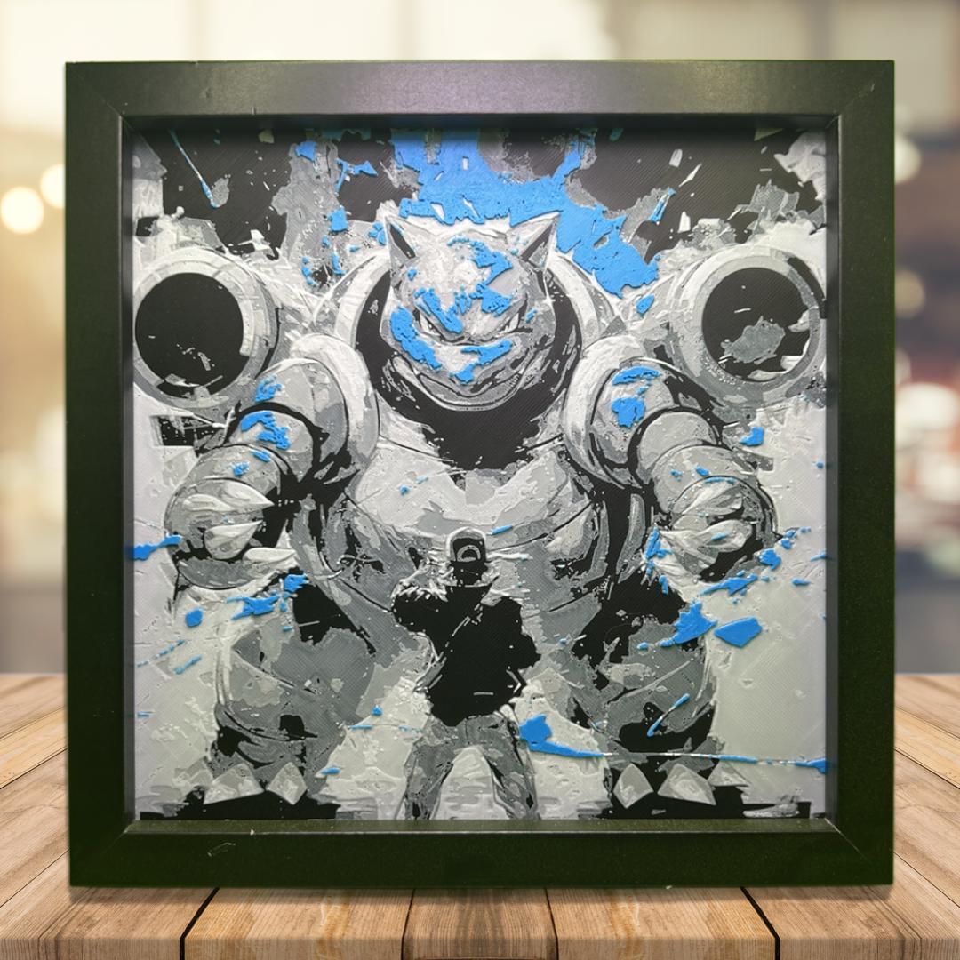 Blastoise With Trainer 3D Printed Fan Art – 3D PRINTED WALL ART